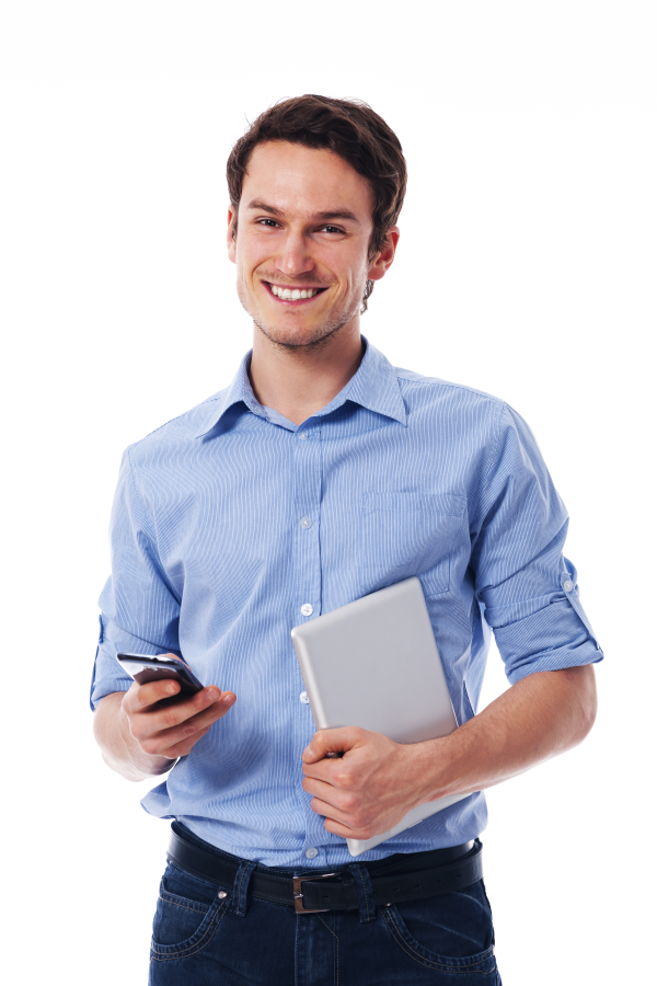 Download Happy Men Transparent Background Png - Man With Smartphone Png ...