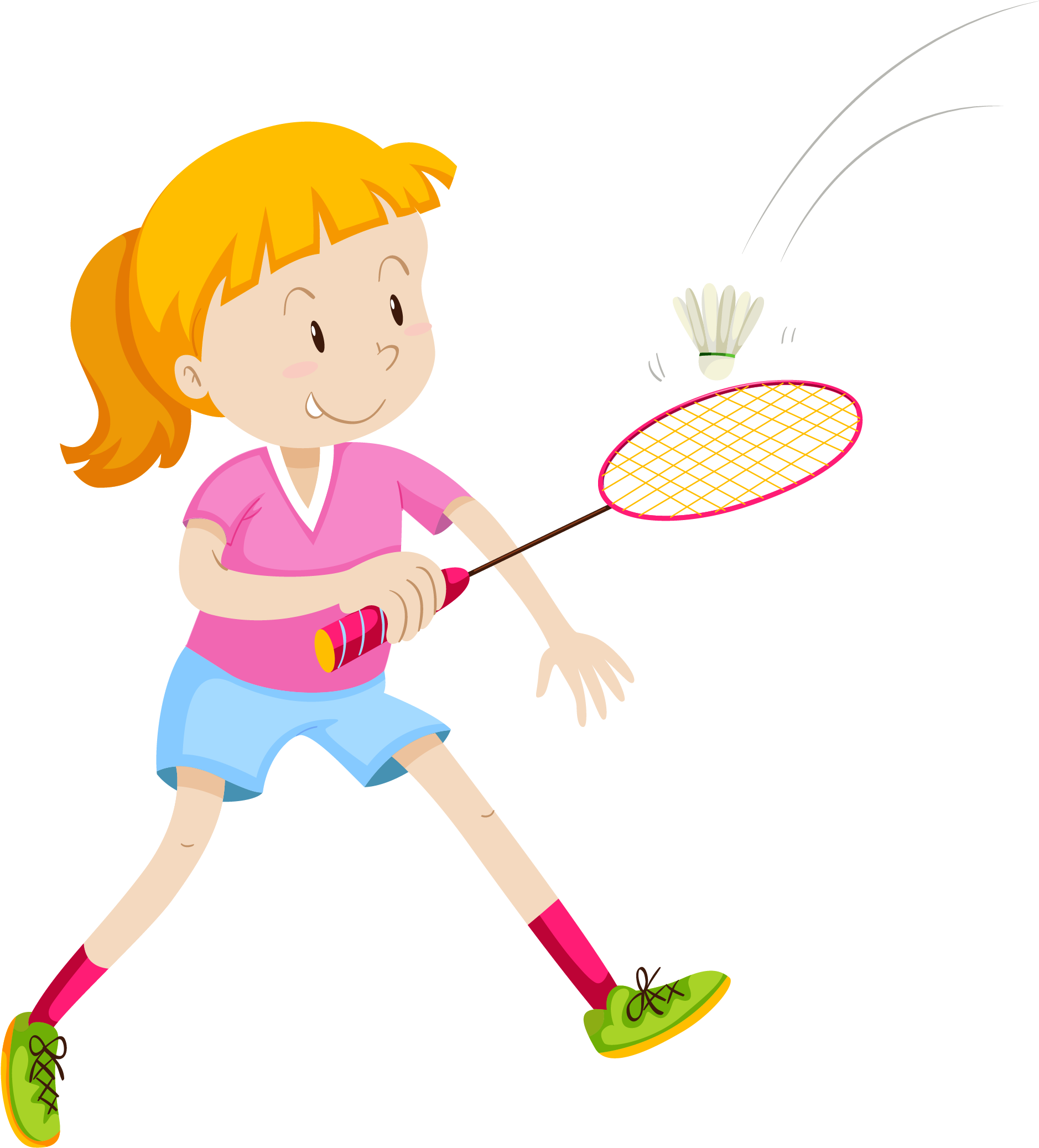 Badmintonracket Girl Illustration Playing - Play Badminton Png ...