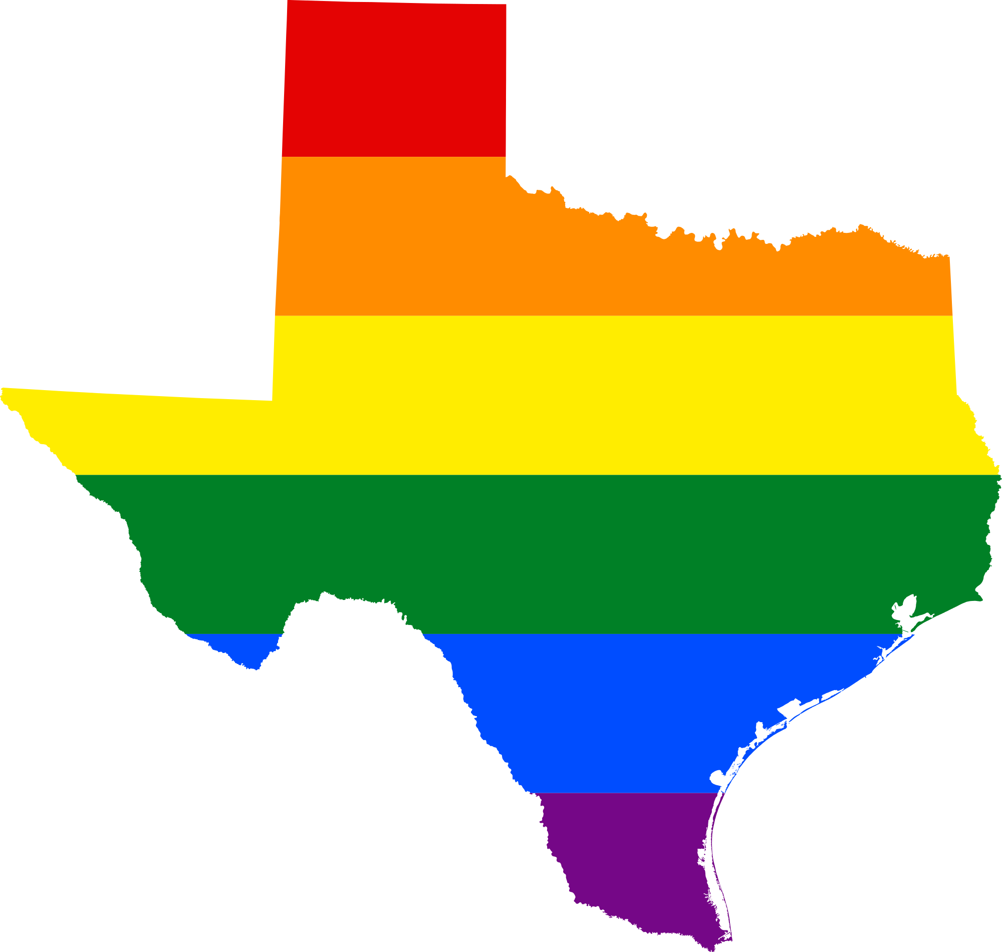 Lgbt Flag Map Of Texas - Gay Texas (2000x1901), Png Download