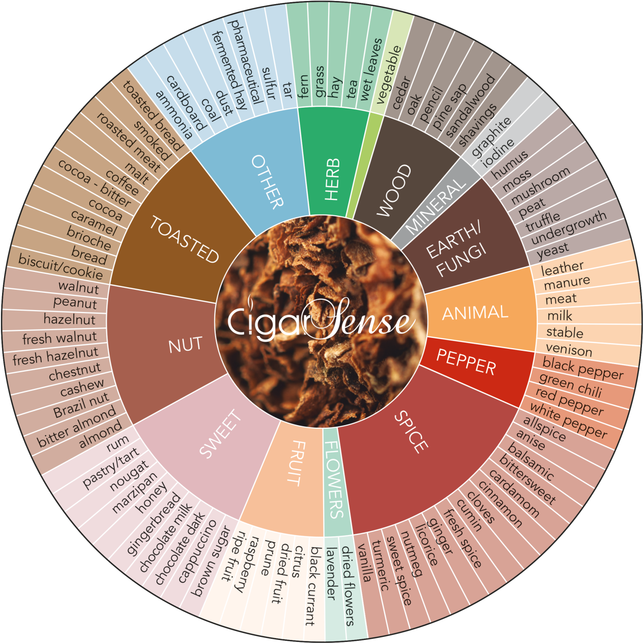 Image - Cigar Taste Wheel (1280x1280), Png Download