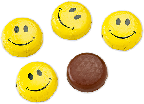 Foiled Solid Milk Chocolate Smiley Face Disc - Smiley Face Chocolate ...