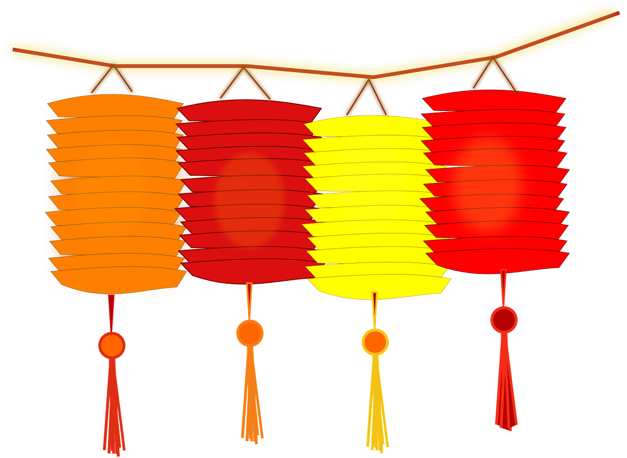 Paper Lanterns Clip Art - Chinese Paper Lantern Clip Art (600x436), Png Download