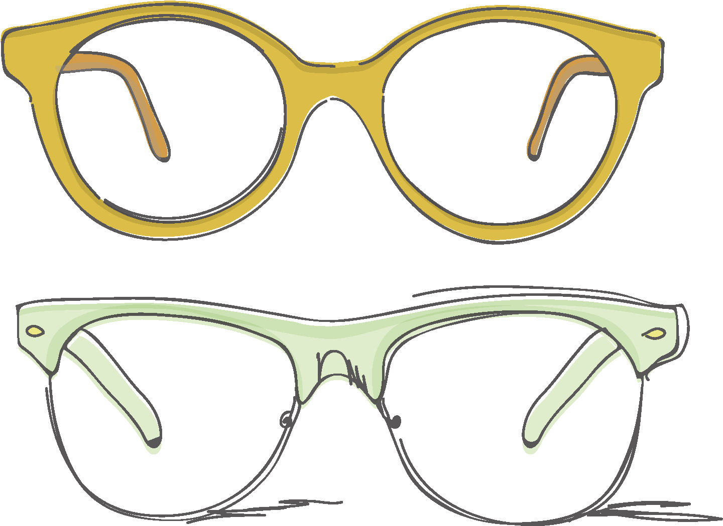 Hand Drawn Glasses Elements - Glasses (1772x1378), Png Download
