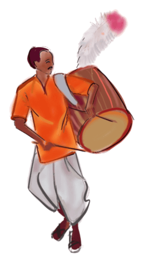 Dhak's Call Sticker - Durga Puja Dhak Png (528x528), Png Download