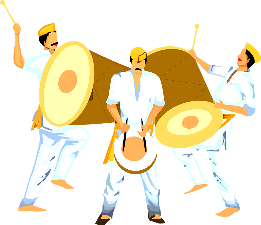 ঢপ ঢপ ঢাক ঢোল - Dhol Tasha Pathak Png (891x768), Png Download