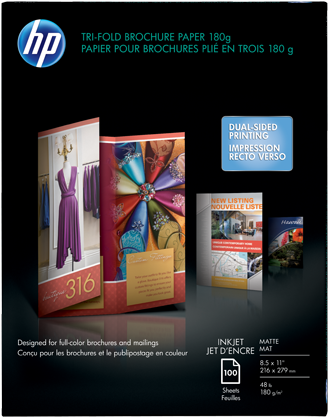Hp Inkjet Matte Tri Fold Brochure Paper 180 Gsm 100 - Hp Tri-fold ...