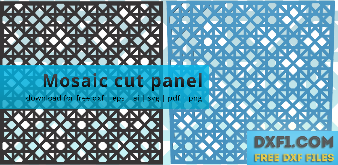 Mosaic Cut Panel - Autocad Dxf (1154x563), Png Download