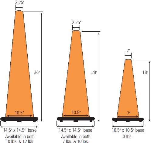 Cone Specifications - Traffic Cone Standard Sizes (523x493), Png Download