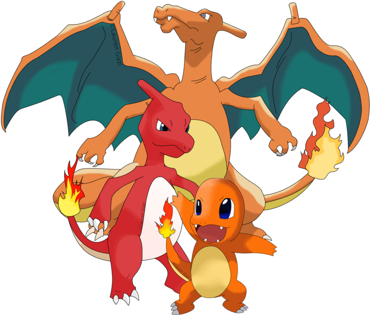 Charmander Evolution Line - Charmander And Evolutions (800x692), Png ...
