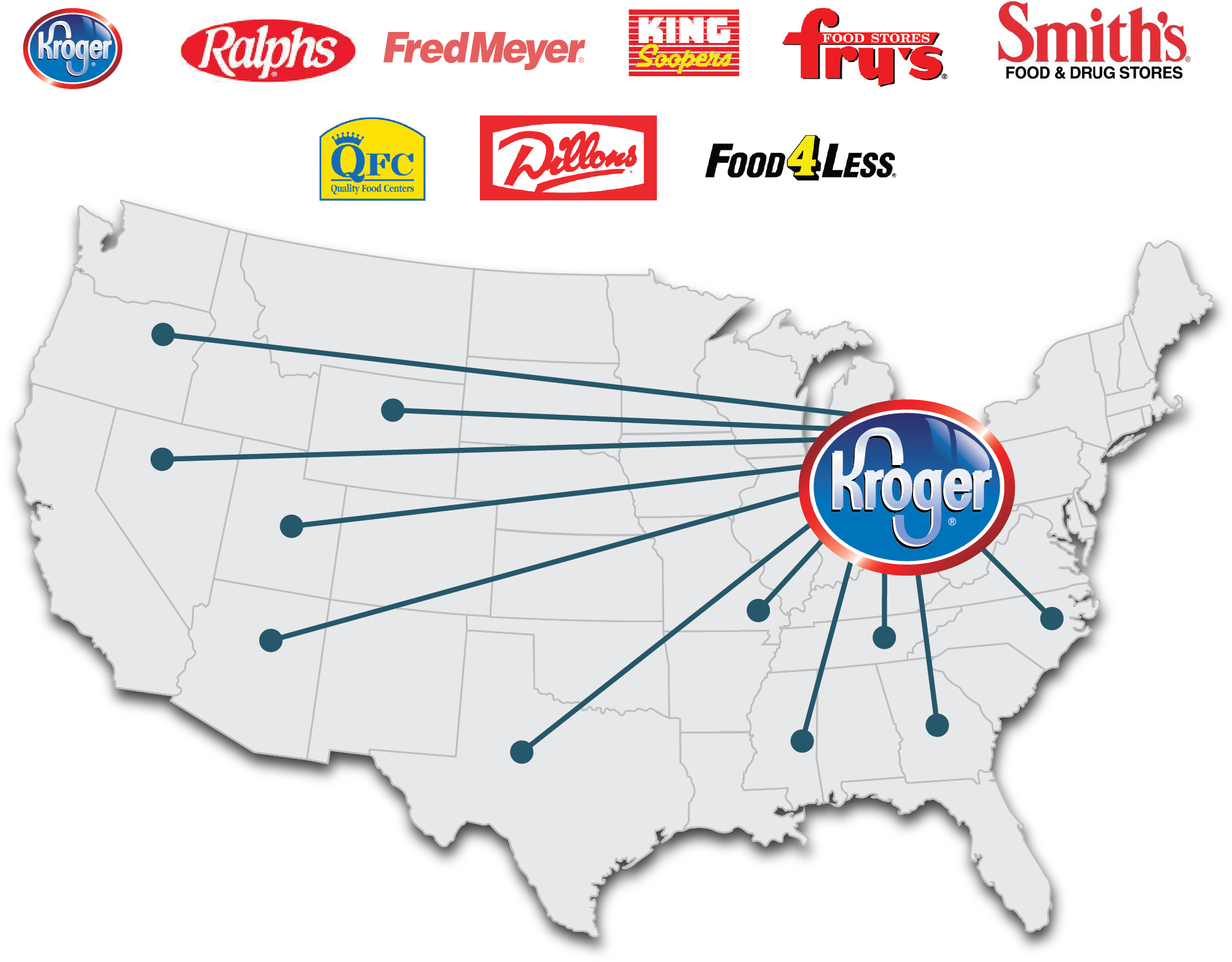 Map Of Kroger Banners (2083x1710), Png Download