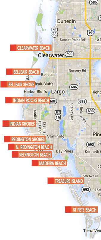 Map For Map Of Florida Beaches Near Tampa - Florida (348x800), Png Download