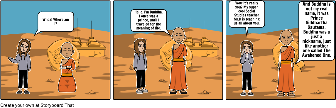 Meeting Buddha - Ancient Egypt Cartoon Strip (1164x385), Png Download