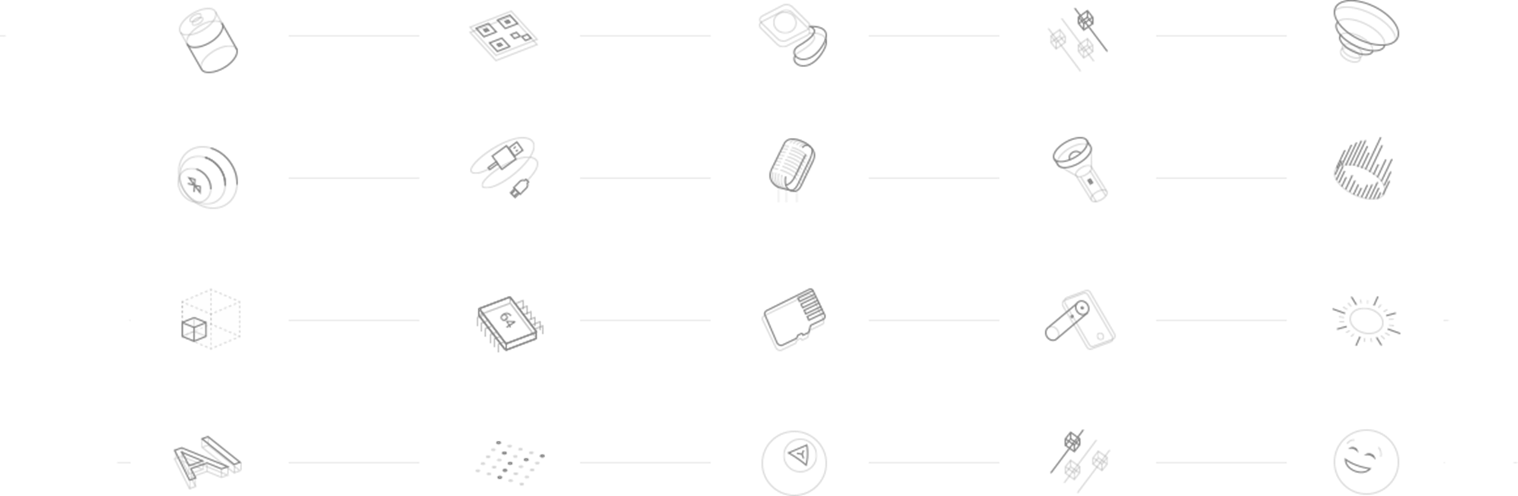 Nice Icon Set - Line Art (2200x719), Png Download