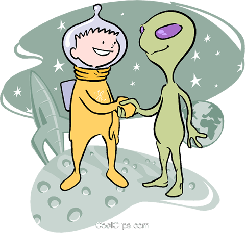 Alien Shaking Hands With An Astronaut Royalty Free - Astronaut And ...