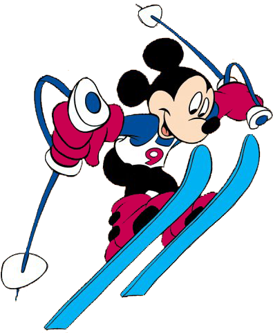 Mickey Mouse Clipart Ski - Mickey Ski (406x488), Png Download