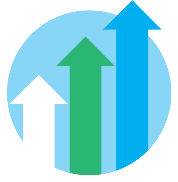 Download Circular Icon Depicting Three Arrows Pointing Upwards - Three ...
