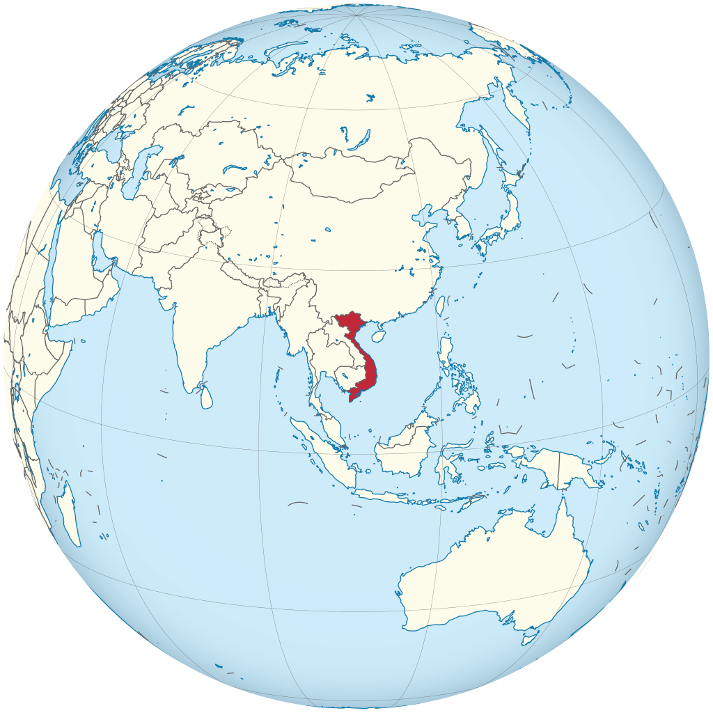 Vietnam On The Globe - Asia Map (1024x1024), Png Download