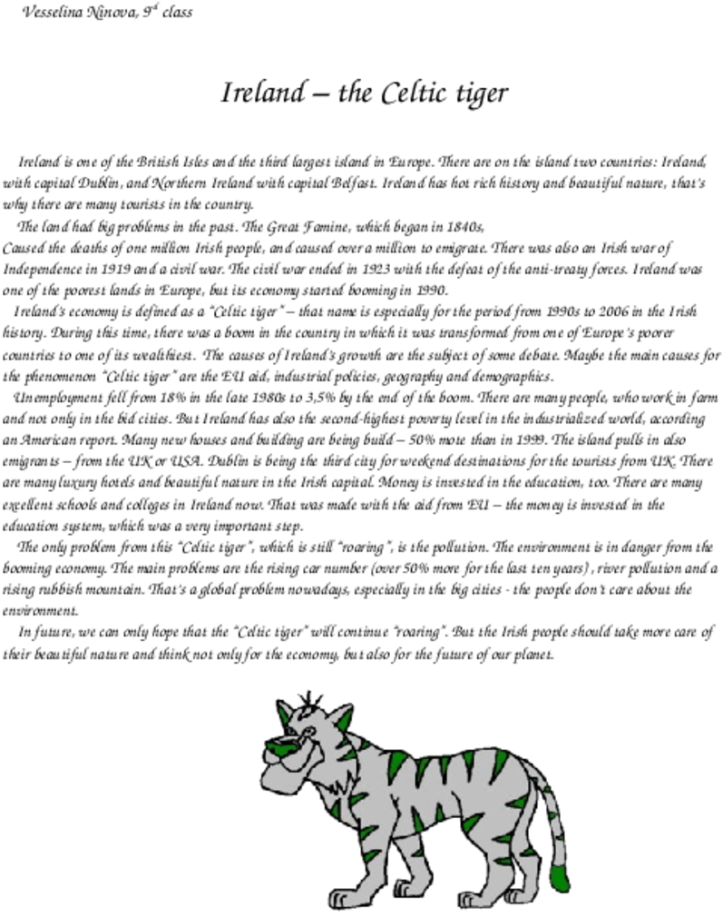 The Celtic Tiger Facebook Image - Tiger Cartoon (990x1401), Png Download