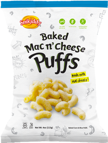 Snikiddy Snacks All Natural Mac N Cheese Puffs - Snikiddy Rice & Corn ...