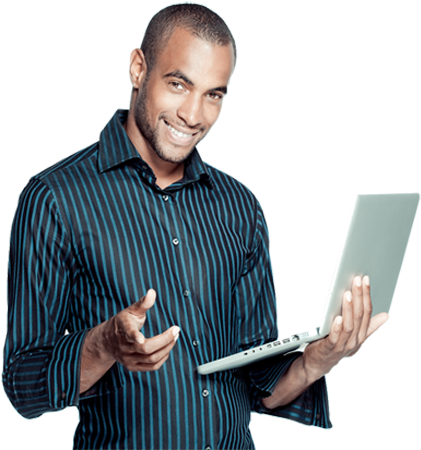 Download Happy Guy - Black Man With Computer | Transparent PNG Download ...