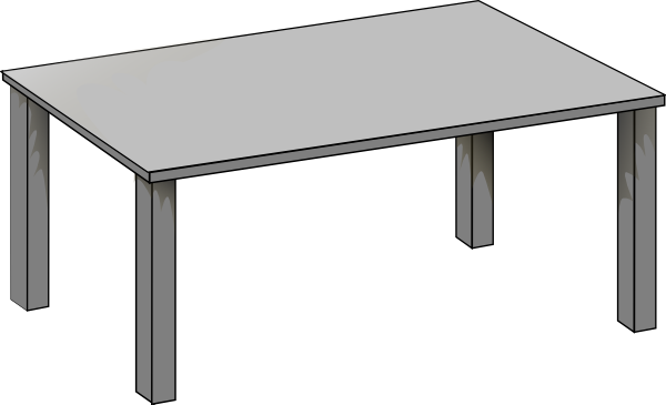 Desk Clipart Square Table - Clip Art (600x365), Png Download