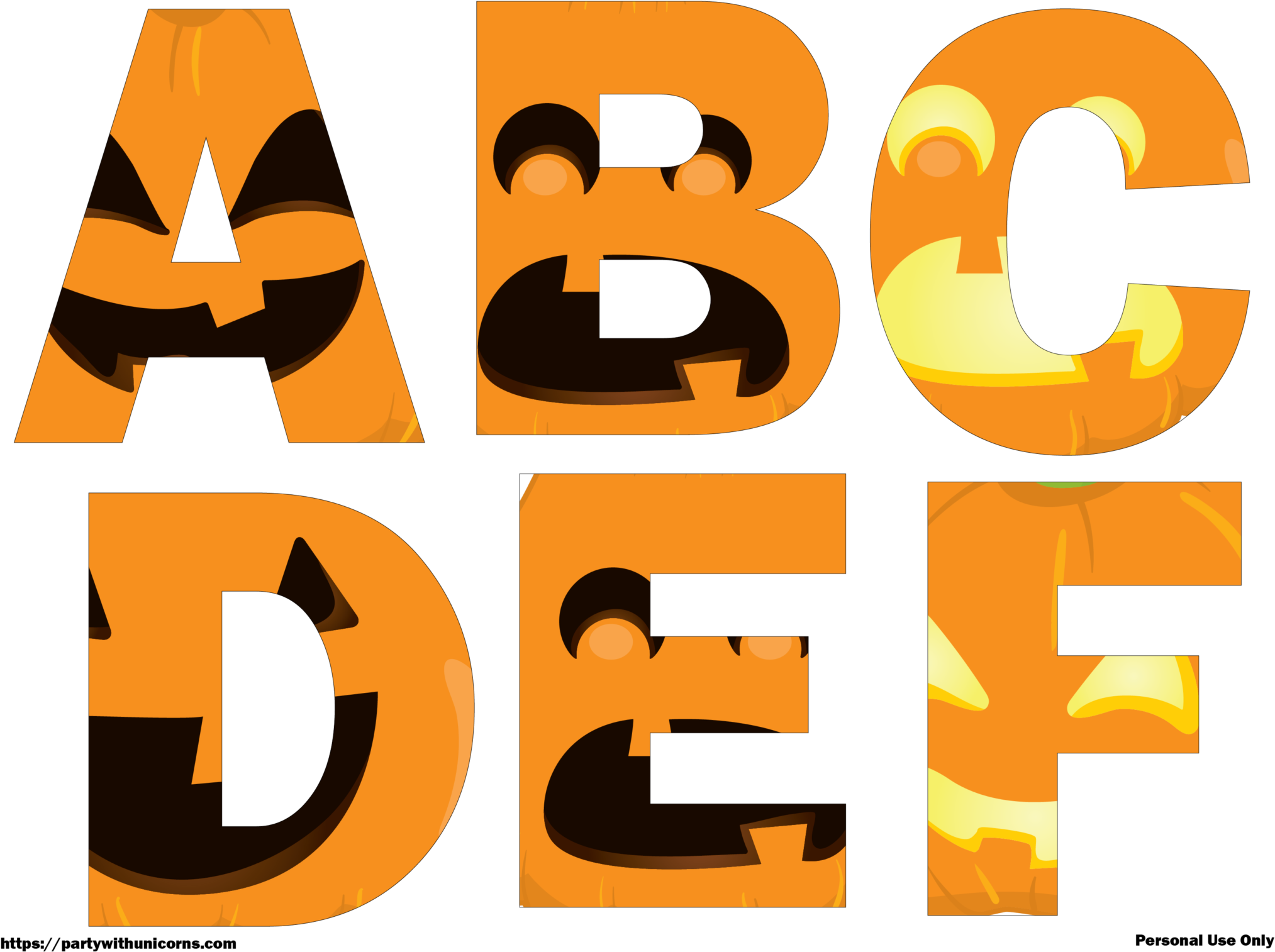 Halloween Letters Printable Jack O Lantern Faces Party (2048x1583), Png ...