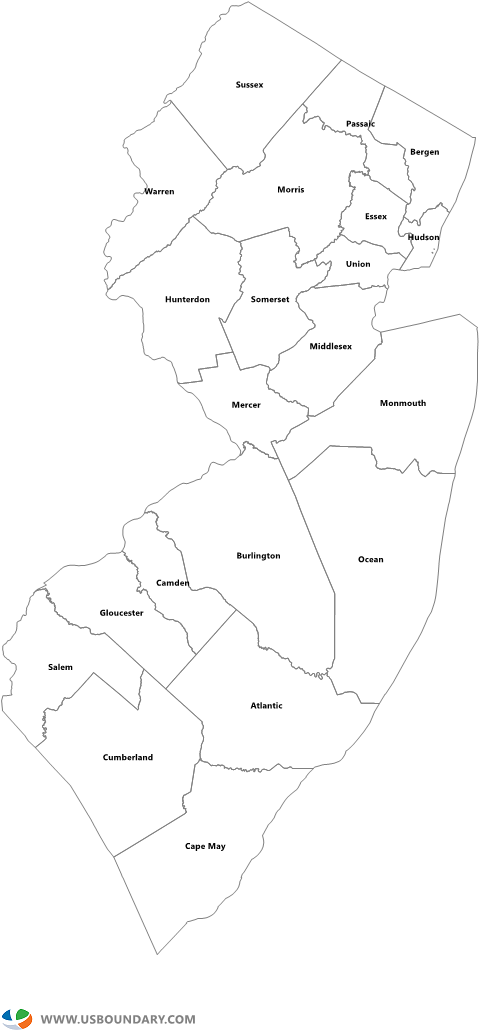 Download New Jersey Counties Outline Map - New Jersey State Outlines ...