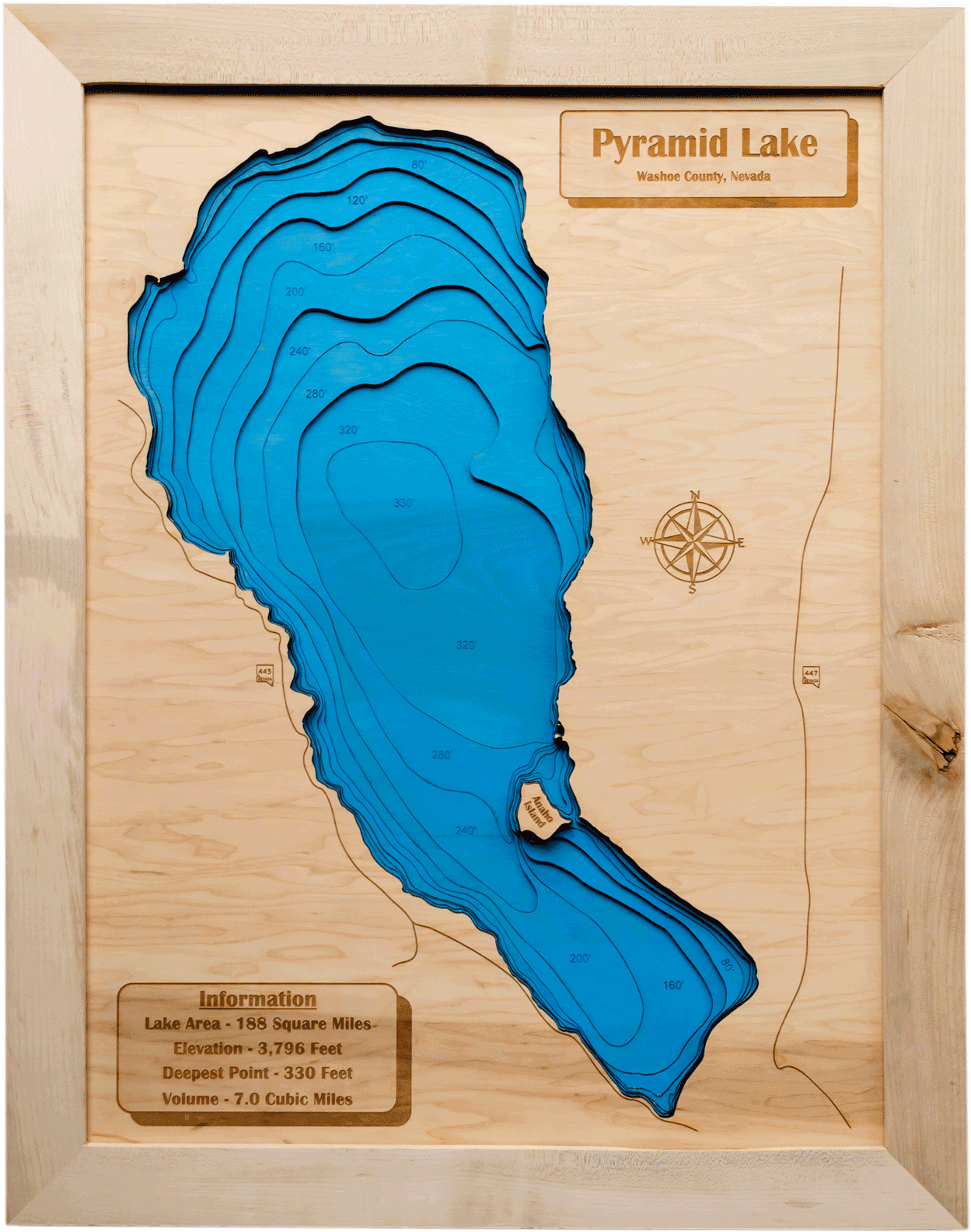 Download Pyramid Lake 3d Map 26" X 20" - Pyramid Lake Topograph ...