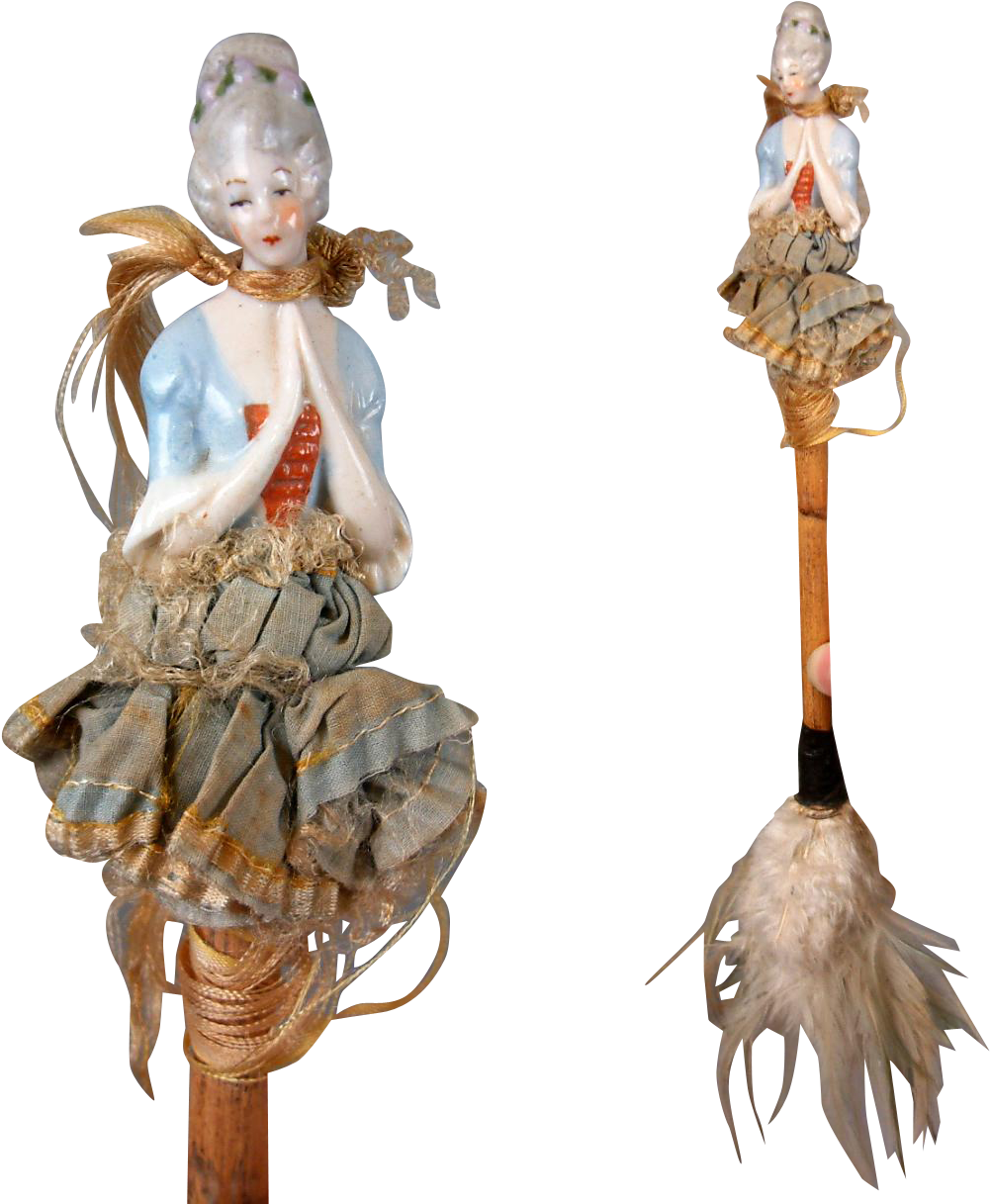 Rare China Lady Half Doll Feather Duster Decorative - Illustration ...