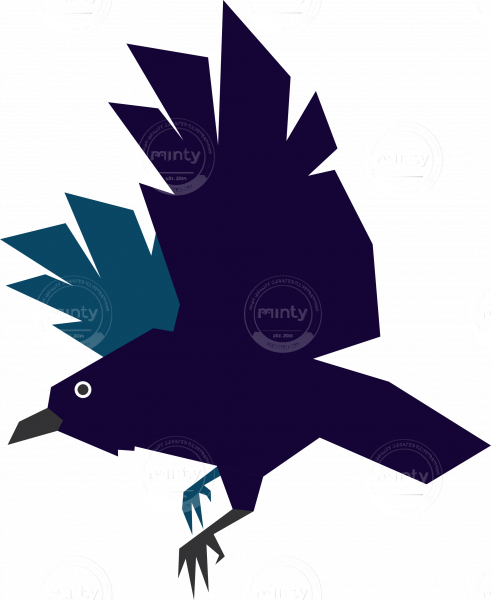 Raven Flying - Illustration (491x600), Png Download