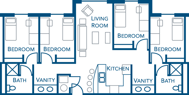 Housing Floor Plan Layout - College Dorm Floor Plan (750x379), Png Download