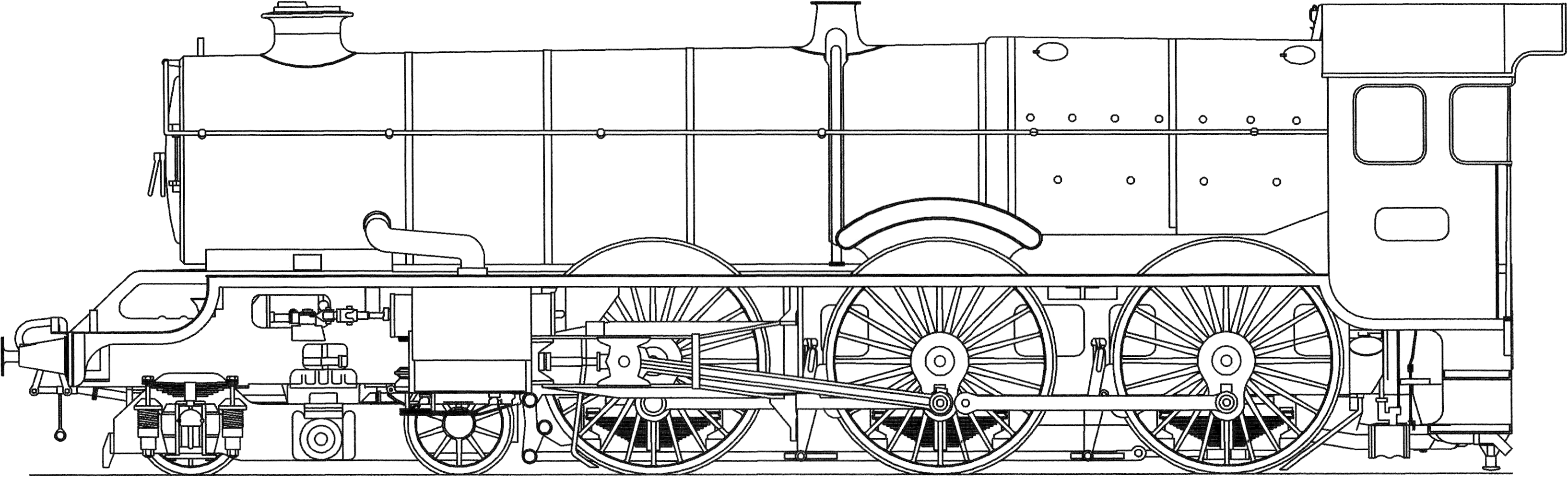 Autocad Drawing Of A Great Western King - Steam Locomotive (3336x1026 ...