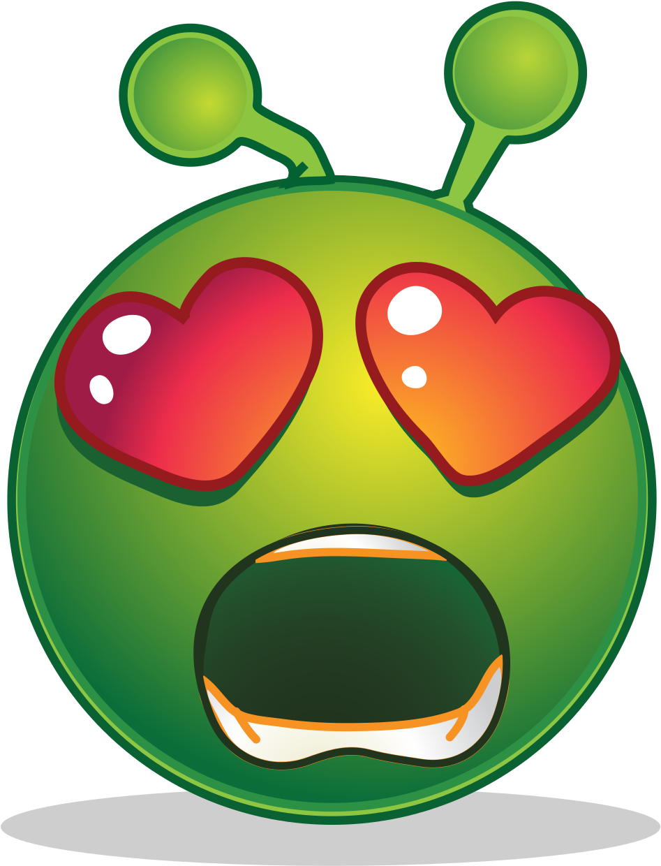 Smiley Green Alien Surprised Love - Smiley Green Alien (1000x1282), Png ...