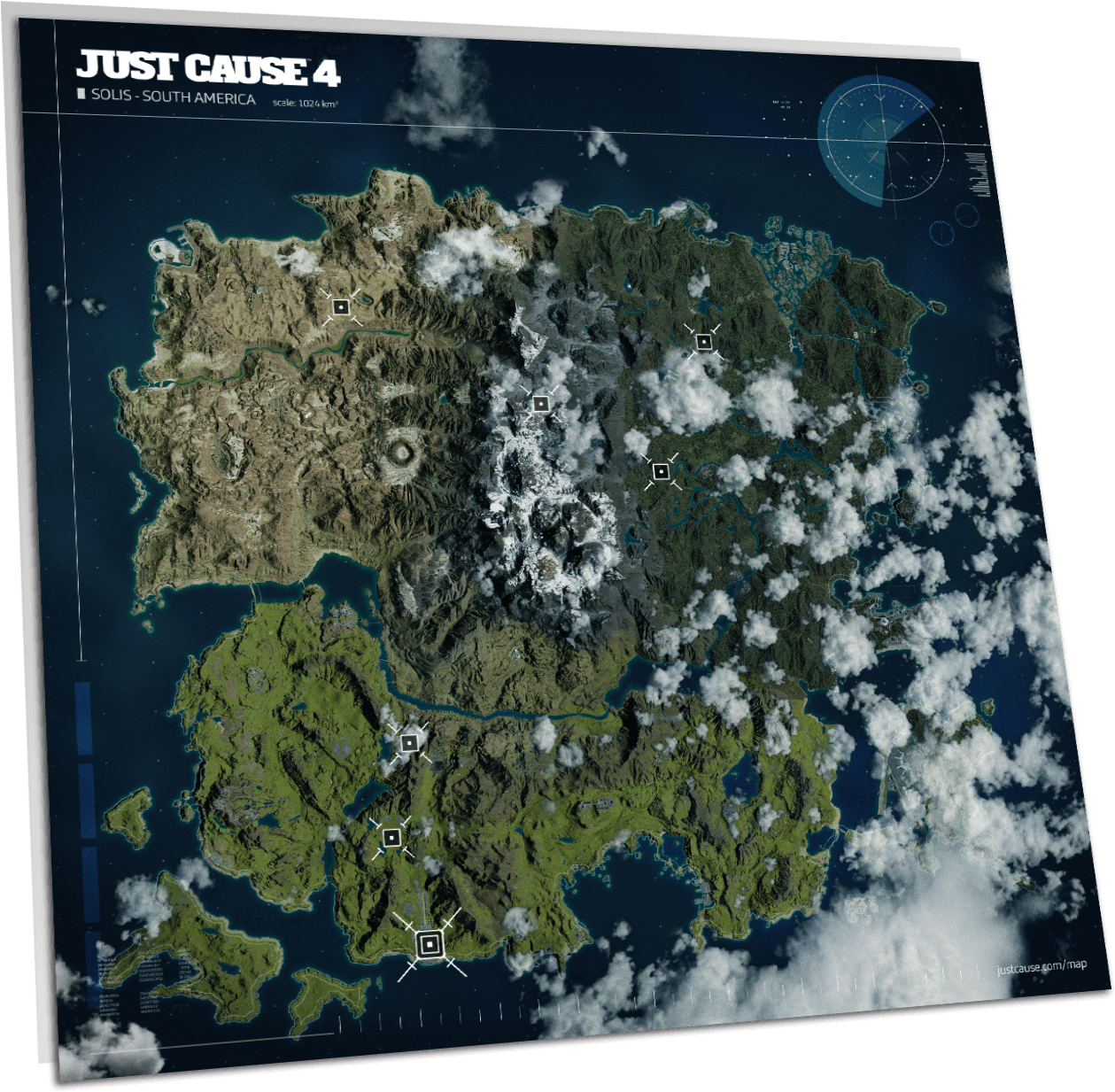 Map Of Solis - Just Cause 4 Map (1282x1239), Png Download