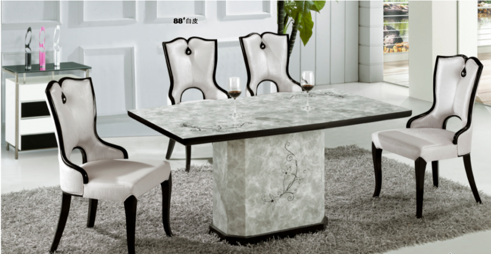 Wood & Marble Dining Table 0446-218 - Table (1000x1000), Png Download
