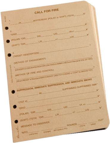 Call For Fire Loose Leaf - Call For Fire Sheet Army (480x480), Png Download