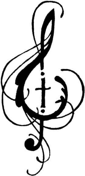 Music Cross Tattoo - Music Note And Cross (390x610), Png Download