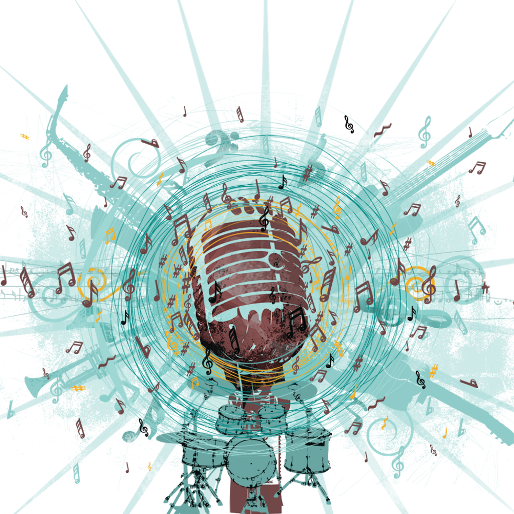 Download Microphone Background With Music Notes - Transparent ...