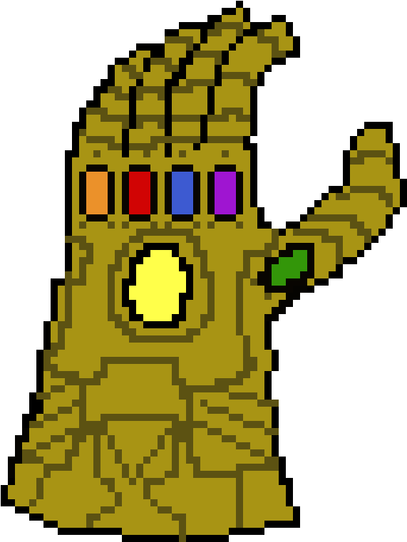 Infinity Gauntlet - Pixel Art (700x840), Png Download