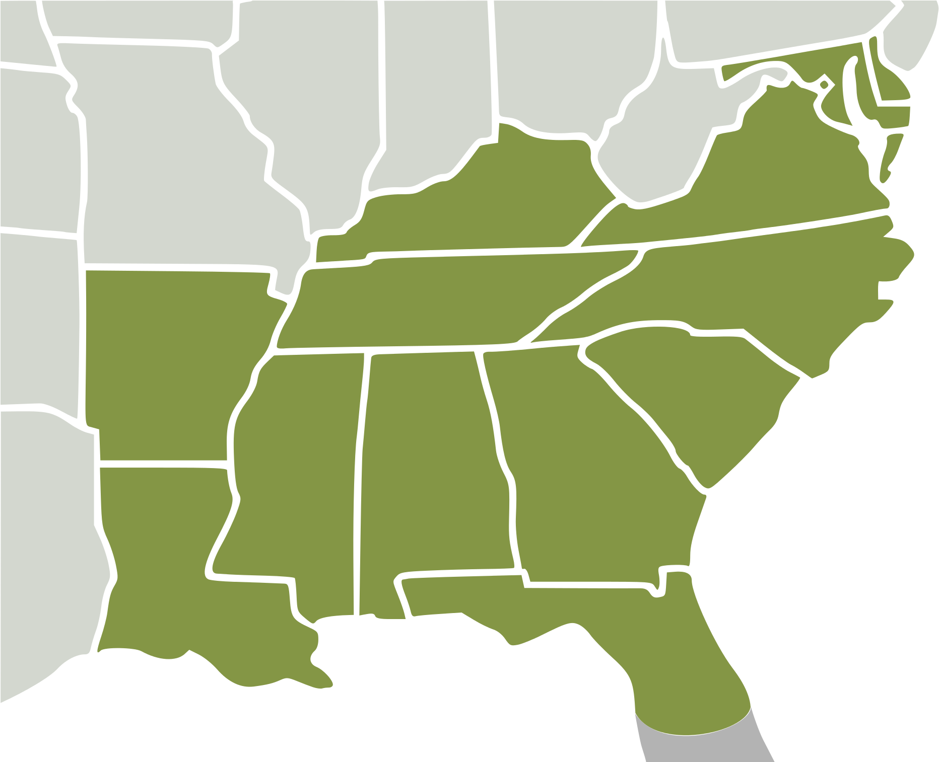 Download Svg Us Map Of Southeastern States Southeast Region - Vector ...