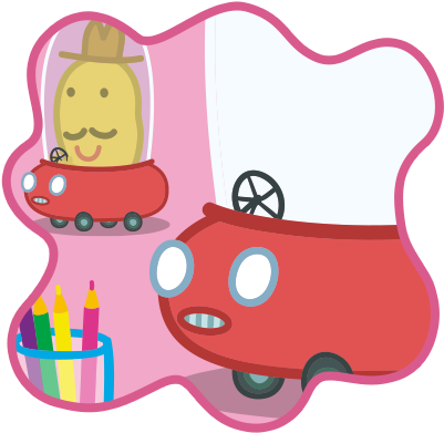 Peppa Pig Drawing - Mr Potato Car Peppa Pig (400x400), Png Download