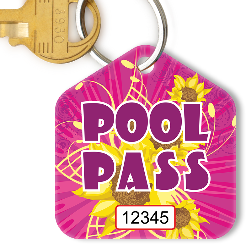 Pool Pass In Pentagon Shape, Flowers Print - 100 Custom Anti Tamper ...