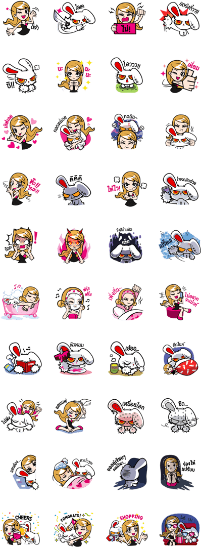 Ayupan X Bloody Bunny - Bloody Bunny Line Stickers (420x1121), Png Download