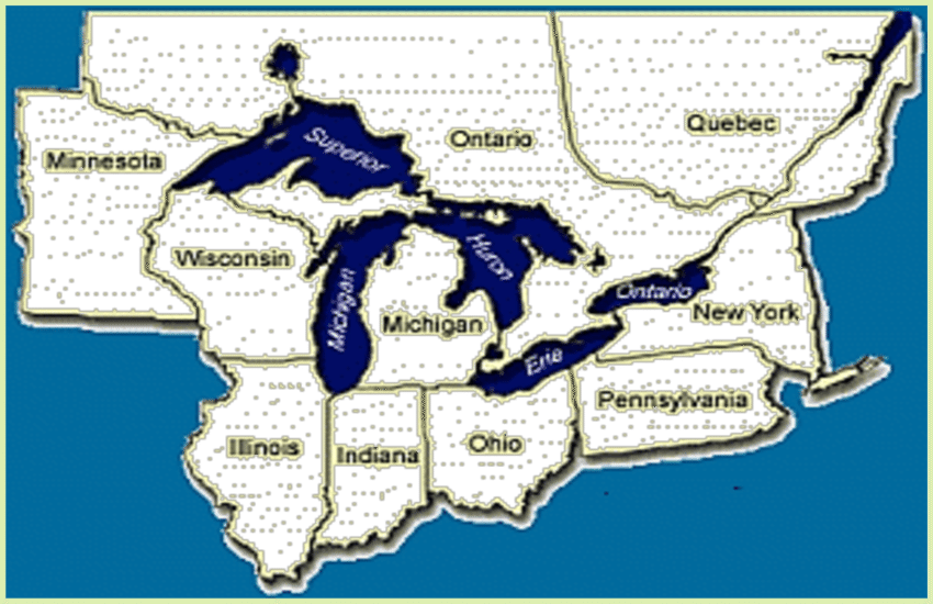 Download Map Of The Great Lakes Region Of The U - Broad Billed ...
