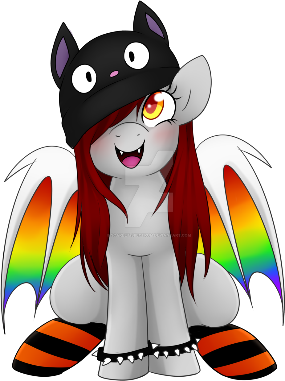 Scarlet-spectrum, Bat Pony, Blushing, Bracelet, Clothes, - Mlp Oc With ...