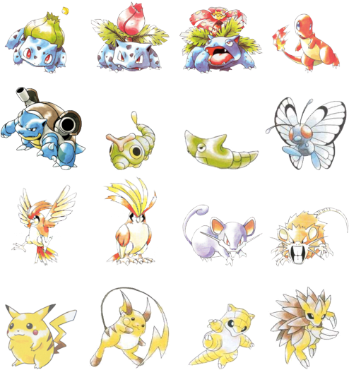 10 - Pokemon Gen 1 Artwork (500x550), Png Download