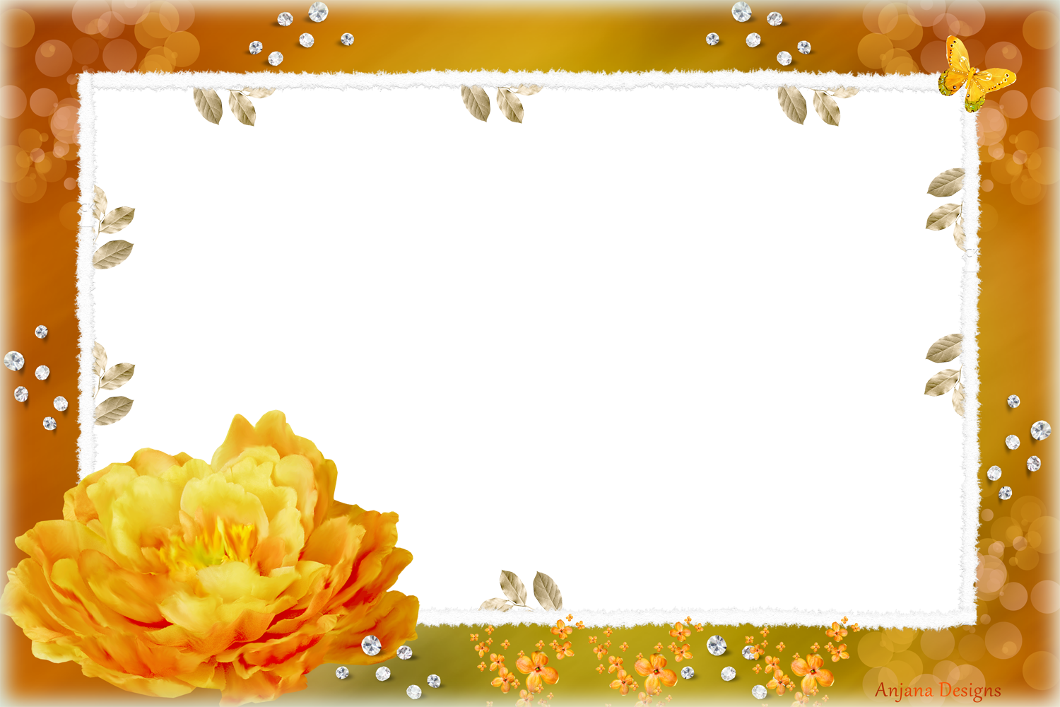 Orange Frame Png Image - Png Orange Flower Frame (1500x1000), Png Download