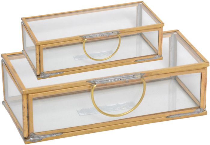 Rectangle Brass & Glass Box Set (1000x727), Png Download