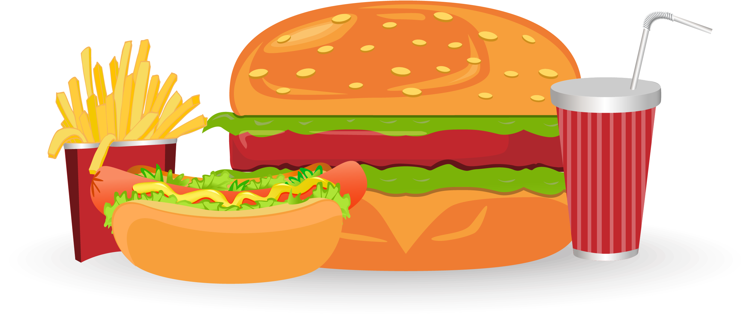 Junk Food Clipart Burger Fry - Junk Food Vector Png (2882x1698), Png ...