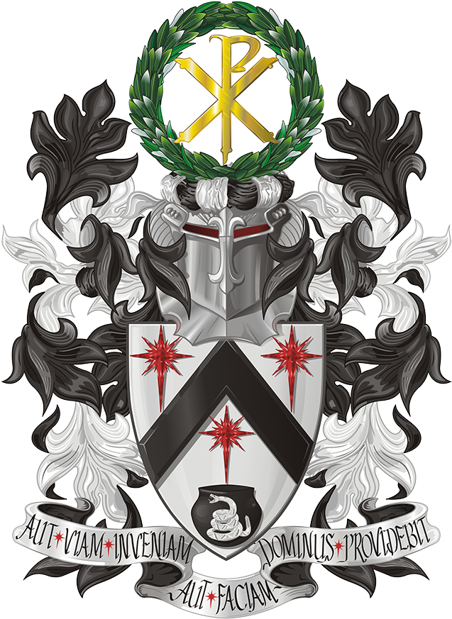 A Chevron Sable Between Three Star Crosses Gules And - Coat Of Arms ...